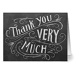 Note Card Cafe Thank You Cards with Kraft Envelopes | 36 Pack | Rustic Chalkboard Thank You | Blank Inside, Glossy Finish | for Greeting Cards, Occasions, Birthdays, Gifts