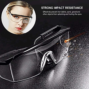 mozeeda Safety Glasses Men Women Clear Safety Glasses Goggles Over Eyeglasses, Z87 UV 400 Anti-fog Adjustable Temples Protection Goggles for Nurse,Eyewear Anti-Scratch with Temple for Lab