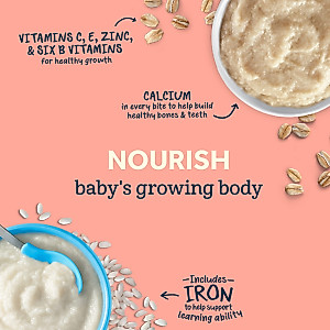 Gerber Cereal for Baby 1st Foods Grain & Grow Oatmeal Cereal, Made with Whole Grains & Essential Nutrients, Non-GMO, For Supported Sitters 8 Ounce (Pack of 6)