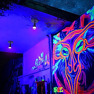 Onforu 15W LED Black Light Bulbs, A19 E26 120W Equivalent Blacklight Bulb for Glow in The Dark, Halloween Lights, 120V, Level 385-400nm, Blacklight Party, Body Paint, Fluorescent Poster