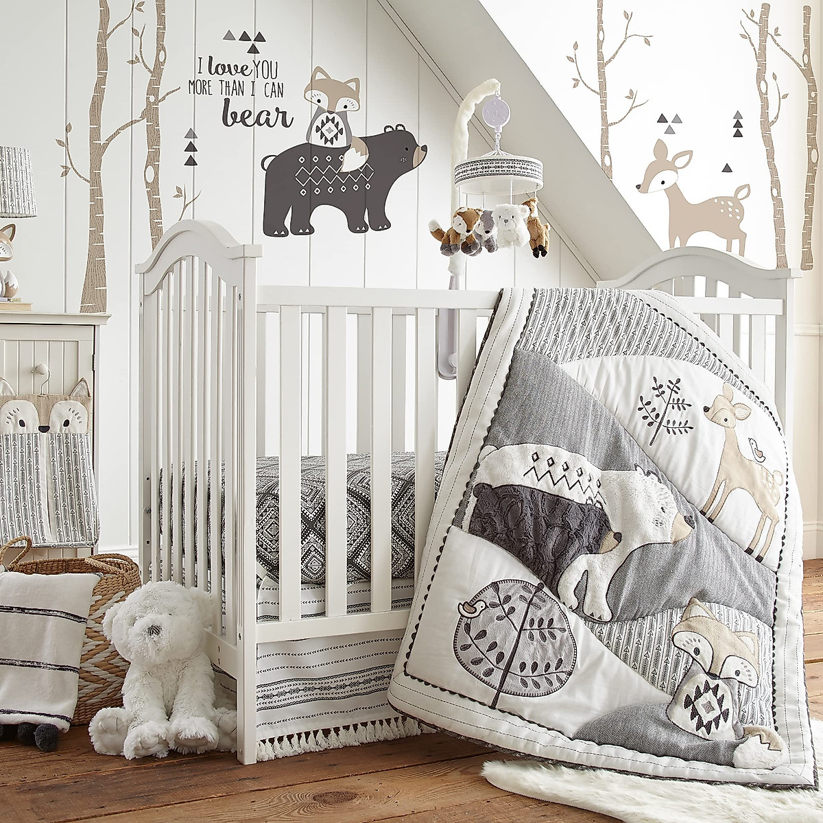 Levtex Baby Bailey Geo Tribal Crib Fitted Crib Sheet, Cotton, Charcoal, White - Same as in Set