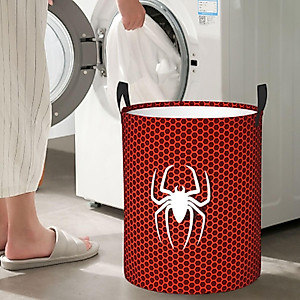 Red Spider Skin Pattern Superhero Waterproof Foldable Laundry Hamper Bucket Laundry Room Basket for College Student Storage Pillows Blankets Living Room Bathroom Home Decor
