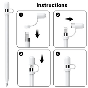 TITACUTE for Apple Pencil Cap 1st Generation Magnetic iPencil Replacement for Apple Pen Top Stylus Cover AntiFall Silicone Holder for iPad Pro 10.5" 12.9" 9.7" for iPad 10 9 8 7 6 Air 3 Mini 5th White