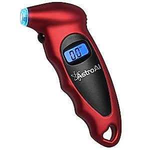 AstroAI Digital Tire Pressure Gauge 150 PSI 4 Settings for Car Truck Bicycle with Backlit LCD and Non-Slip Grip Car Accessories, Red (1 Pack)