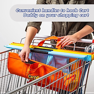 Scrub Daddy Cart Daddy Reusable Grocery Bags - 2 Large Orange & Yellow Cart Bags for Bulky, Light Items + 1 Small Blue Cart Organizer Tote for Heavy, Fragile Items - Foldable, Washable & Expandable
