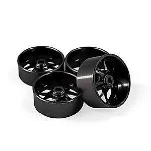 Abendor 4Pcs Metal 1/24 1/28 RC Car Drift Wheels, [2N+2W] 22mm 1/28 RC Car Drift Hubs for BBS Mini-Q HGD1 Mini-D DRZ Wltoys K969 K989 Rc Car Upgrade Parts (Black, 3.5 Degree)