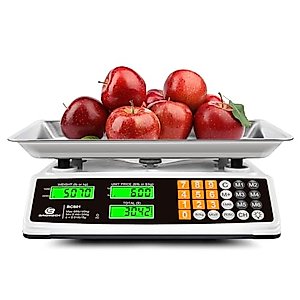 Price Computing Scale 88lb/40kg Commercial Food Scale for Produce Meat with Stainless Steel Large Platform, LCD Display, and Green Bright Backlight for Farmers Markets, Deli, （Not for Trade）