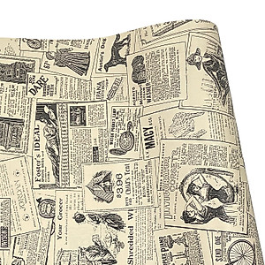 Yifely Old Fashion Newspaper Furniture Protective Paper Roll Peel Stick Shelf Drawer Liner Locker Sticker 17.7 Inch by 13 Ft