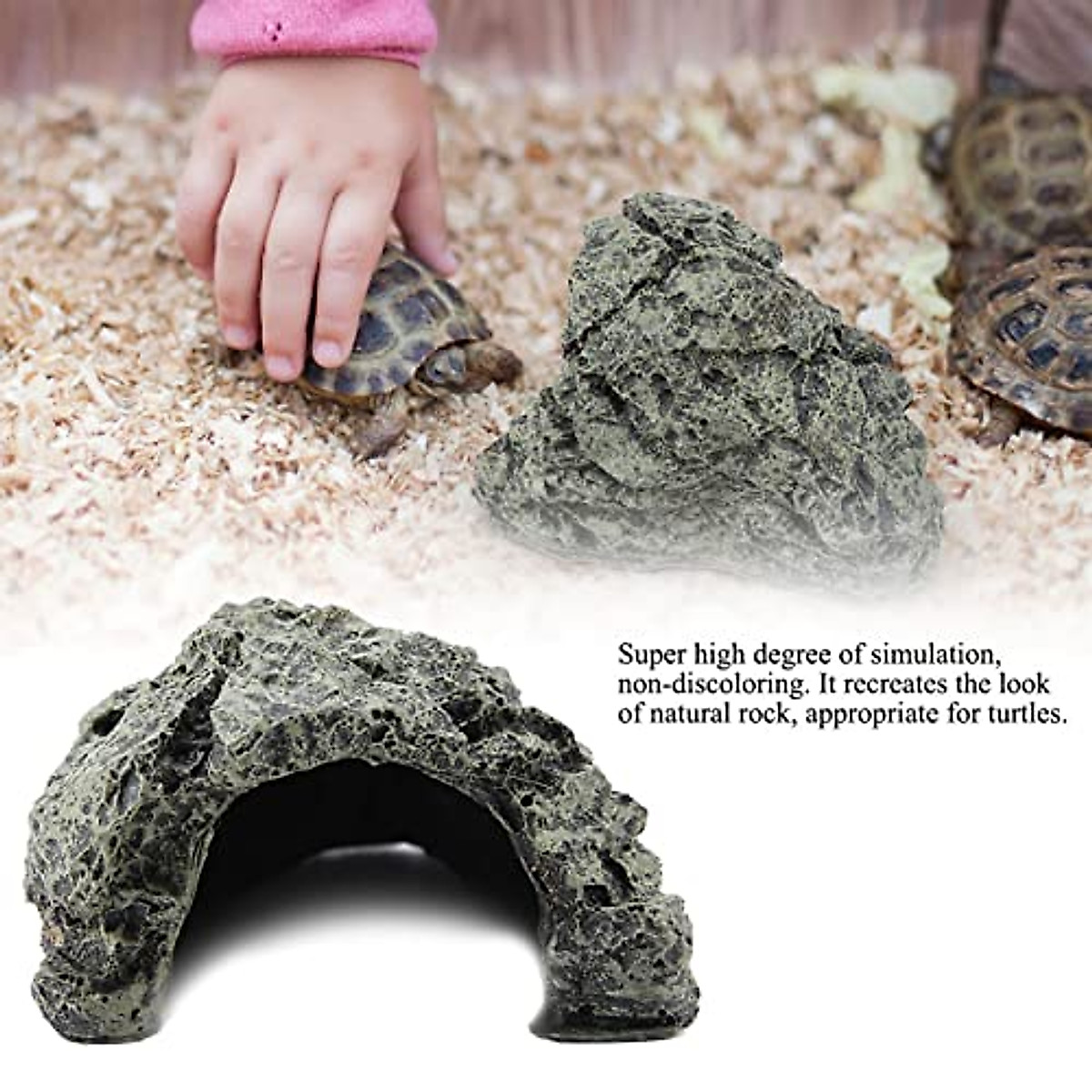 ciciglow Fish Hiding Cave Aquarium Turtle Reptile Basking Hide Habitat Shelter,Reptile Cave Huts Hideouts Place, for Aquarium Terrarium Decoration Ornament, High Simulation (Medium Turtle Cave)