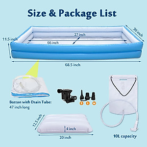 Medical Inflatable Bathtub Portable Shower for Elderly and Disabled Bed Bathing Aids Blow Up Bathtub Adult Bedridden Patients Full Body Bed Shower Inflatable Tub Home Care Handicap Bed Accessories