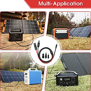 PAEKQ Solar Panel to 5.5x2.1mm Adapter Cable, DC 5.5x2.1mm Connector with DC 8mm, DC 5.5x2.5mm and DC 3.5x1.35mm Converter for Portable Power Station GZ Yeti Jackery Solar Generator- 14AWG 6Ft