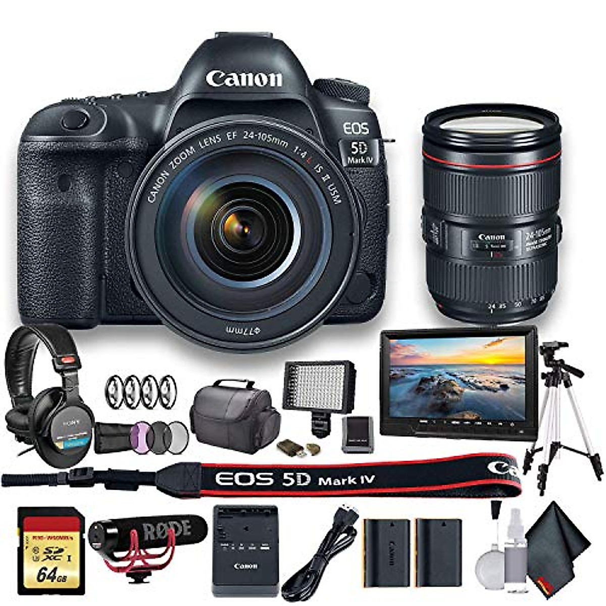 Canon EOS 5D Mark IV DSLR Camera with 24-105mm f/4L II Lens (1483C010) - Starter Bundle (Renewed)