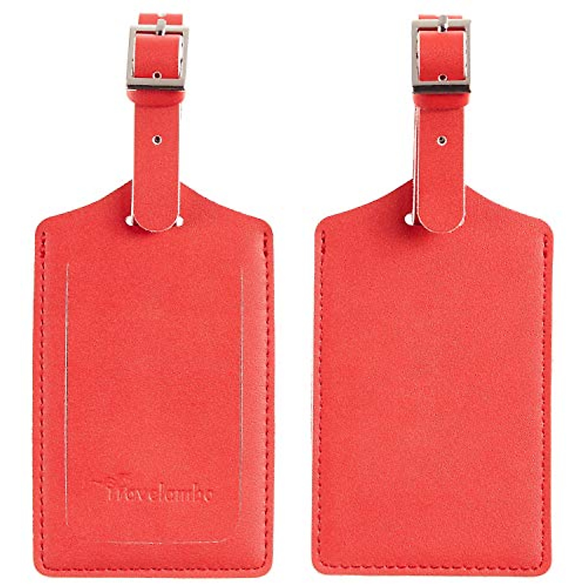 4 Pack Leather Luggage Travel Bag Tags by Travelambo Red