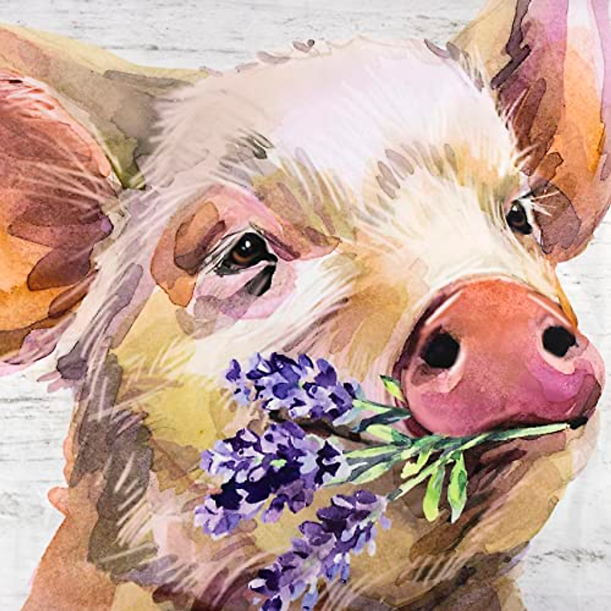 ECOTOB Farmhouse Highland Cow Shower Curtain Set Cute Farm Cow Chicken and Pig with Flowers on Grey Fence Bath Mat and Shower Curtain Funny Farm Animal Bathroom Decor Accessories, 72x72 Inches