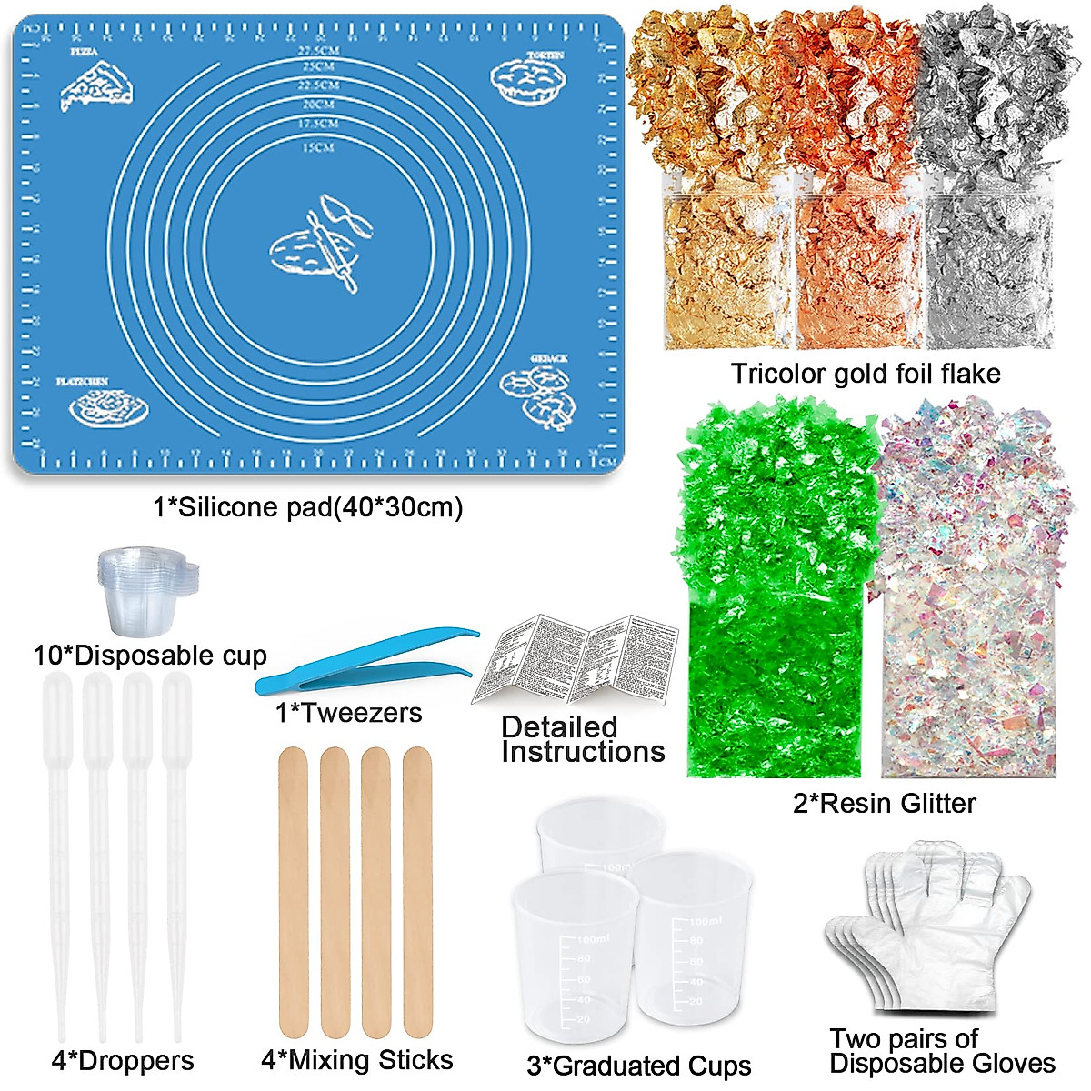 Epoxy Resin Clear Crystal Coating Kit 600ml/23oz - 2 Part Casting Resin for Art, Craft, Jewelry Making, River Tables, with Resin Glitter, Gloves, Measuring Cup and Wooden Sticks