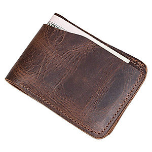 Hide & Drink, Horizontal Bi-Fold Leather Wallet, Holds Up to 8 Cards Plus Flat Bills/Money Organizer/Travel Essentials, Handmade Includes 101 Year Warranty :: Bourbon Brown