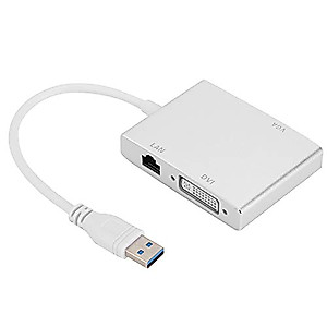 Cuifati 4 in 1 USB 3.0 Hub, FullHD 1080P USB 3.0 Adapter Hub,4 in 1 USB3.0 Adapter to VGA DVI HDMI LAN RJ45,Ultra Slim Portable USB Splitter Notebook PC, Laptop, USB Flash Drives