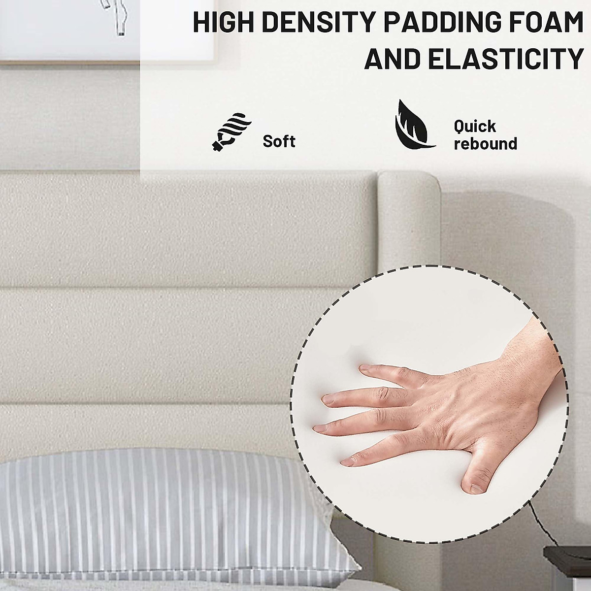 Queen Bed Frame with 3 Storage Drawers, Faux Leather Platform Bed with Headboard and Charging Station, Queen Size Bed Frame with Slats Support and USB Port, No Box Spring Needed, Beige