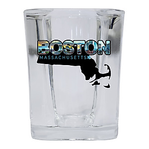 Boston Massachusetts Cityscape Skyline Beantown Souvenir Square Shot Glass