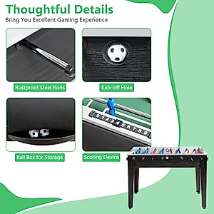 GYMAX 48” Foosball Table, Arcades Soccer Game Table for Multiplayer with 2 Balls, Score Keepers Wooden Competition Sized Foosball Table for Adults and Kids (Black)