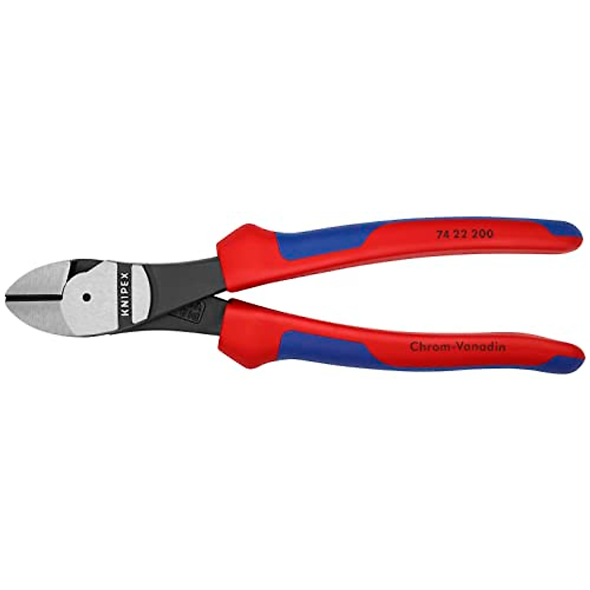 KNIPEX 74 22 200 Comfort Grip High Leverage Angled Diagonal Cutter, 8-Inch, Angled, Comfort Grip