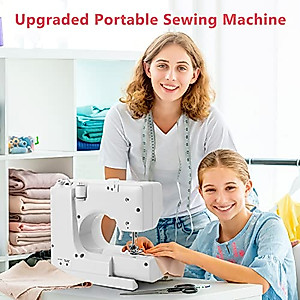 Sewing Machine, Mini Sewing Machine, Electric Portable Sewing Machine for Beginners, 12 Stitch Dual Speed with Foot Pedal & Sewing Kit