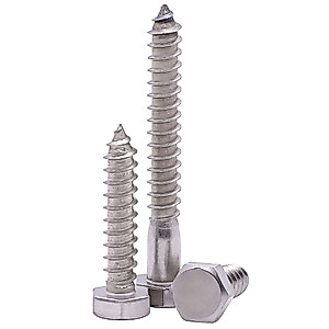 5/16" x 3" Hex Head Lag Screws Bolts for Wood, 304 Stainless Steel 18-8, Heavy Duty Lag Bolts, Hexagon Head Wood Deck Screws 10 PCS