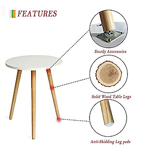 AWASEN Round Side/ End Table, Accent Nightstand Modern for Living Room Bedroom Office Small Spaces, 16''D x 19.5''H (White)