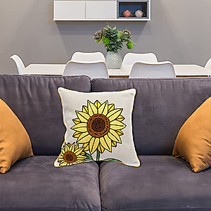 Pillow for Case Sunflower Embroidery Cushion Cover Home Decorative Pillow Cover Sofa Car Bedroom Living Room Office Supp Pillow Cases Standard Size Set of 4 Blue