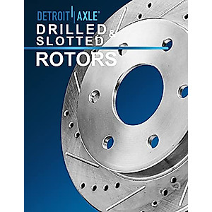 Detroit Axle - Brake Kit for 6 Lug 2010-2011 Ford F-150 Drilled & Slotted Brake Rotors and Ceramic Brakes Pads Front and Rear Replacement