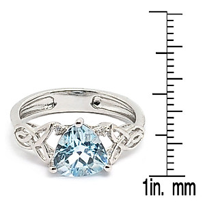 De Buman Sky Blue Topaz & Cubic Zirconia Solid 18k Yellow Gold & 925 Silver Ring, Size 7