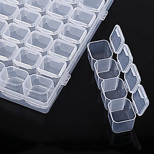 Alvinlite 28 Grids Plastic Organizer Box with Adjustable Dividers, Clear Storage Container for Beads Earring Jewelry Craft Tackles Tools
