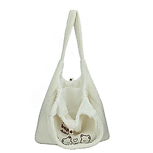 Freie Liebe Cute Bags for Women Tote Bag Aesthetic Girls Fluffy Teddy Bear Purse Plush Shoulder Hobo Handbags