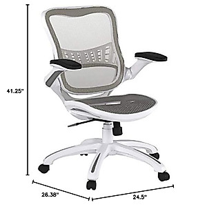 Office Star Ventilated Manager's Office Desk Chair with Breathable Mesh Seat and Back, White Base, White