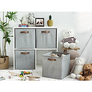 StorageWorks 45L Extra Large Fabric Storage Bins and Storage Box with PU Handles