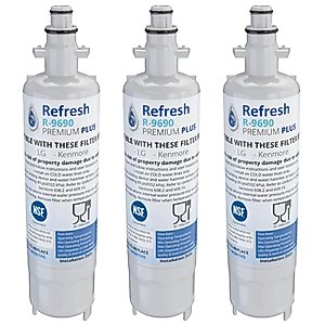 Refresh NSF-53 Premium Replacement Refrigerator Water Filter Compatible with Kenmore 46-9690, ADQ36006102 and LG LT700P, ADQ36006101 - Model R-9690Plus / R-9690Plus-S (3 Pack)