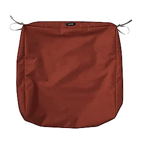 Classic Accessories Ravenna Water-Resistant 21 x 19 x 5 Inch Outdoor Seat Cushion, Durable Patio Furniture Cushion with Straps,Spice, Patio Loveseat Cushion