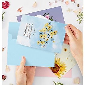 Nihuecne 24 Pack Floral Christian Thinking of You Cards with Self-adhesive Envelopes, 4"x6" Boxed Blessing Religious NoteCards with Sentiments Inside, 24 Bible Verses, 24 Desiqns