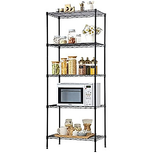 HKLGorg 5-Tier Wire Shelving Unit Metal Shelves Heavy Duty Layer Shelf Commercial Grade Storage Shelves 24" L x 14" W x 60" H Wire Rack with Leveling Feet for Kitchen Office Garage, Black