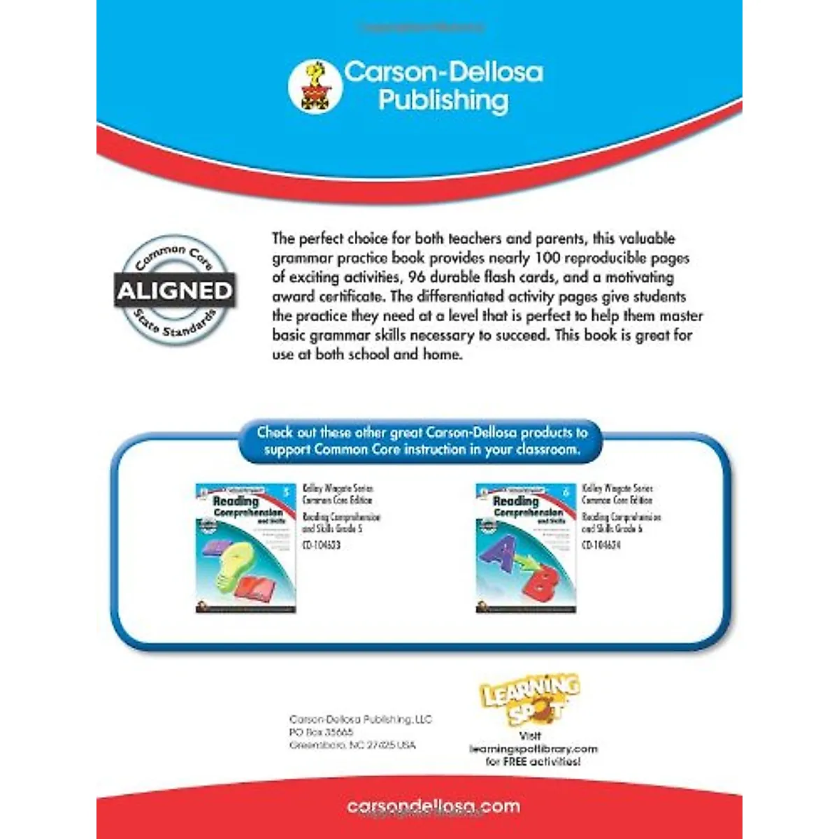 Carson-Dellosa Kelley Wingate Series Common Core Edition Grammar Workbook, Grades 5 - 6 (Ages 10 - 12)