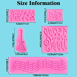 5 Pieces Music Note Fondant Mold Music Note Lace Mat Silicone Musical Candy Mold for Cake Decoration