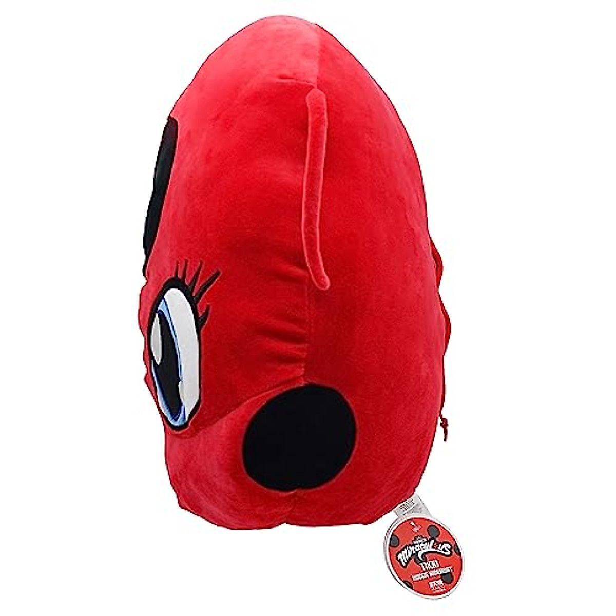 Miraculous Ladybug - Huggie Hideaway Tikki, 16.5-inch Red Plush Pillow, Super Cute Soft Stuffed Toy for Kids with Large Zipper Secret Pocket in The Back (Wyncor)