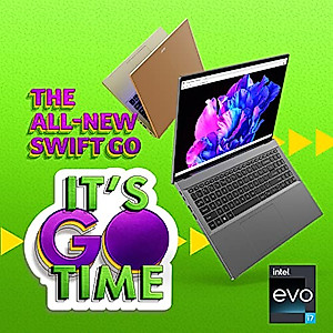 Acer Swift Go 14 Intel Evo Thin & Light Laptop 14" 1920x1200 100% sRGB Touch Display Intel Core i7-1355U Intel Iris Xe 16GB LPDDR5 512GB Gen 4 SSD Killer WiFi 6E AX1675 SFG14-71T-72QV