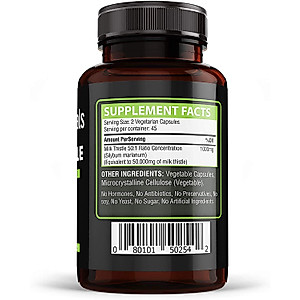 Organic Milk Thistle 1000 Milligram, Highly Potent 50:1 (Silymarin Marianum) Concentrated Extract for Liver Care and Detox, 90 Veggie Capsules