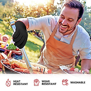 1 Pair Heat Resistant Gloves Oven Gloves Heat Resistant with Fingers Gloves Double Oven Mitt Set