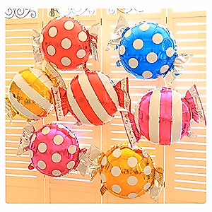 SOTOGO 31 Pieces Sweet Candy Balloons Round Lollipop Balloon Birthday Wedding Party Balloons Candy Dot Balloons Aluminum Balloons