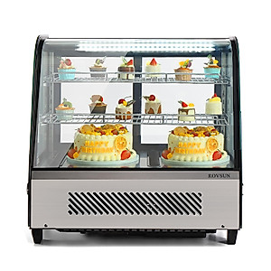 ROVSUN 3.7 Cu.Ft Refrigerated Display Case Commercial Countertop Refrigerator ETL NSF Certified, Display Refrigerator w/LED Automatic Defrosting Air-cooling Rear Sliding Door for Cafe Restaurant