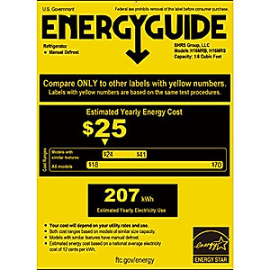 Honeywell Compact Refrigerator 1.6 Cu Ft Mini Fridge with Freezer, Single Door, Low noise, for Bedroom, Office, Dorm with Adjustable Temperature Settings, Black