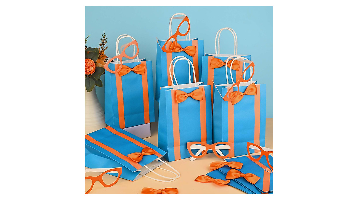 Bolsome 20Pcs Orange Blue Party Favor Bags with 20Pcs Paper Glasses and ...