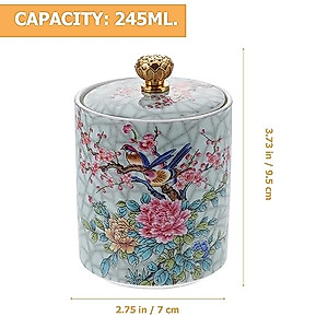 SHERCHPRY 1Pc Ceramic Food Storage Jar, Large Ceramic Tea Jar, Small Ceramic Tea Jar, Ceramic Sealed Storage Canister with Cover for Kitchen Tea, Coffee, Sugar (3.73X2.75X3.14in)